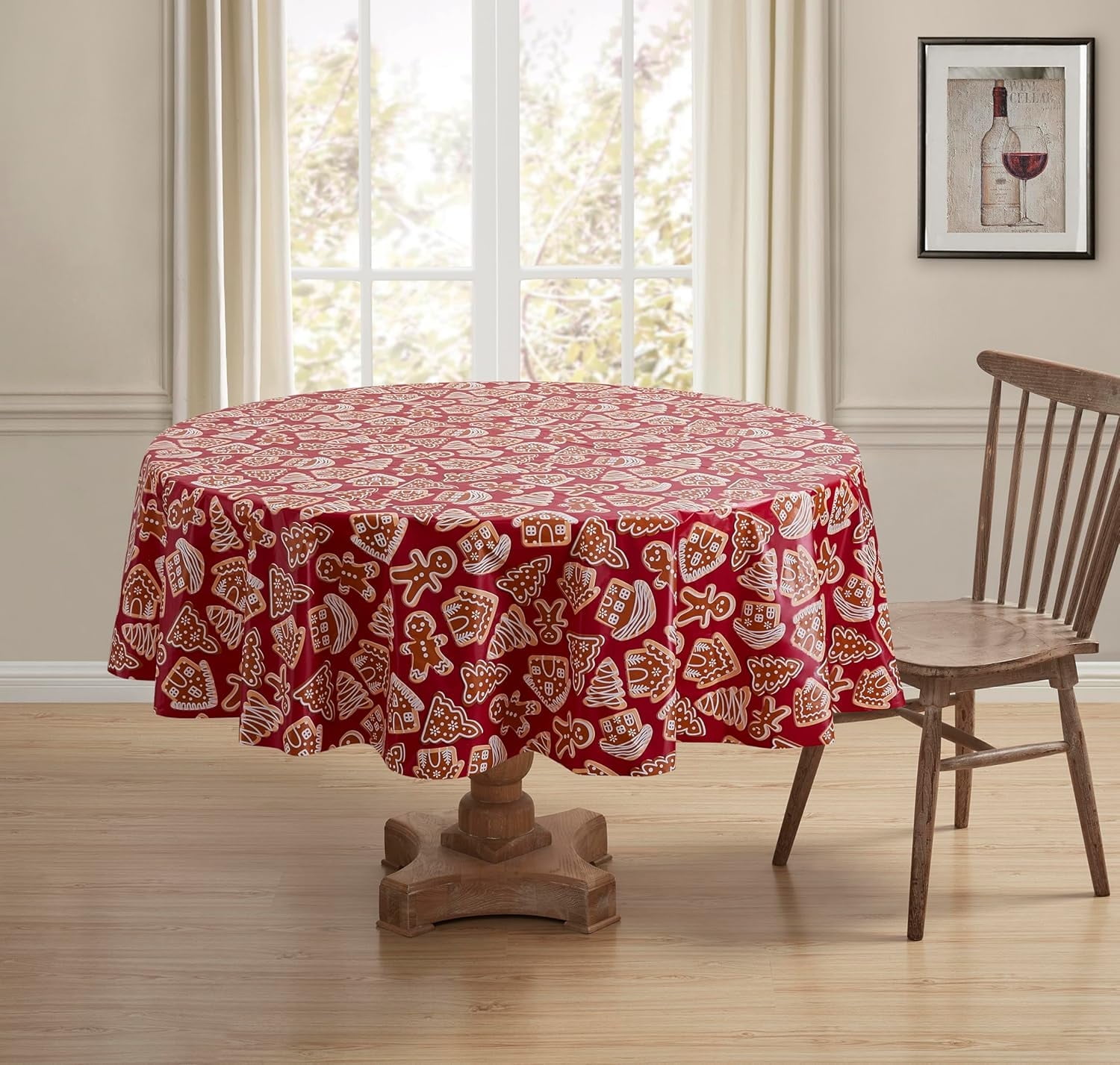 Serafina Home Holiday Christmas Vinyl Tablecloth with Flannel Backing ...