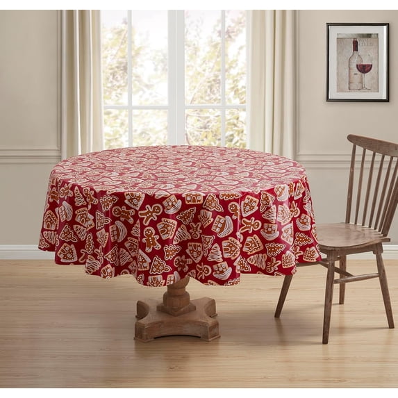 Serafina Home Holiday Christmas Vinyl Tablecloth with Flannel Backing ...