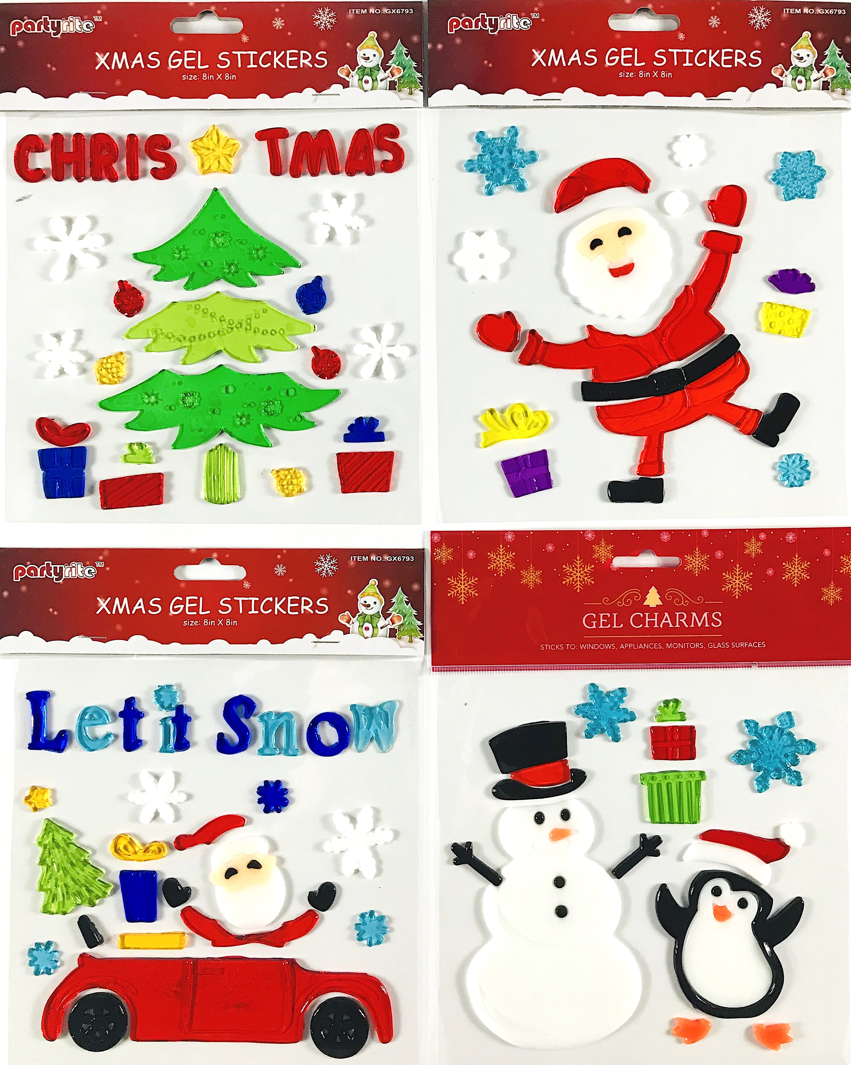 Serafina Home Holiday Christmas Window Gel Clings: Santa Claus Tree ...