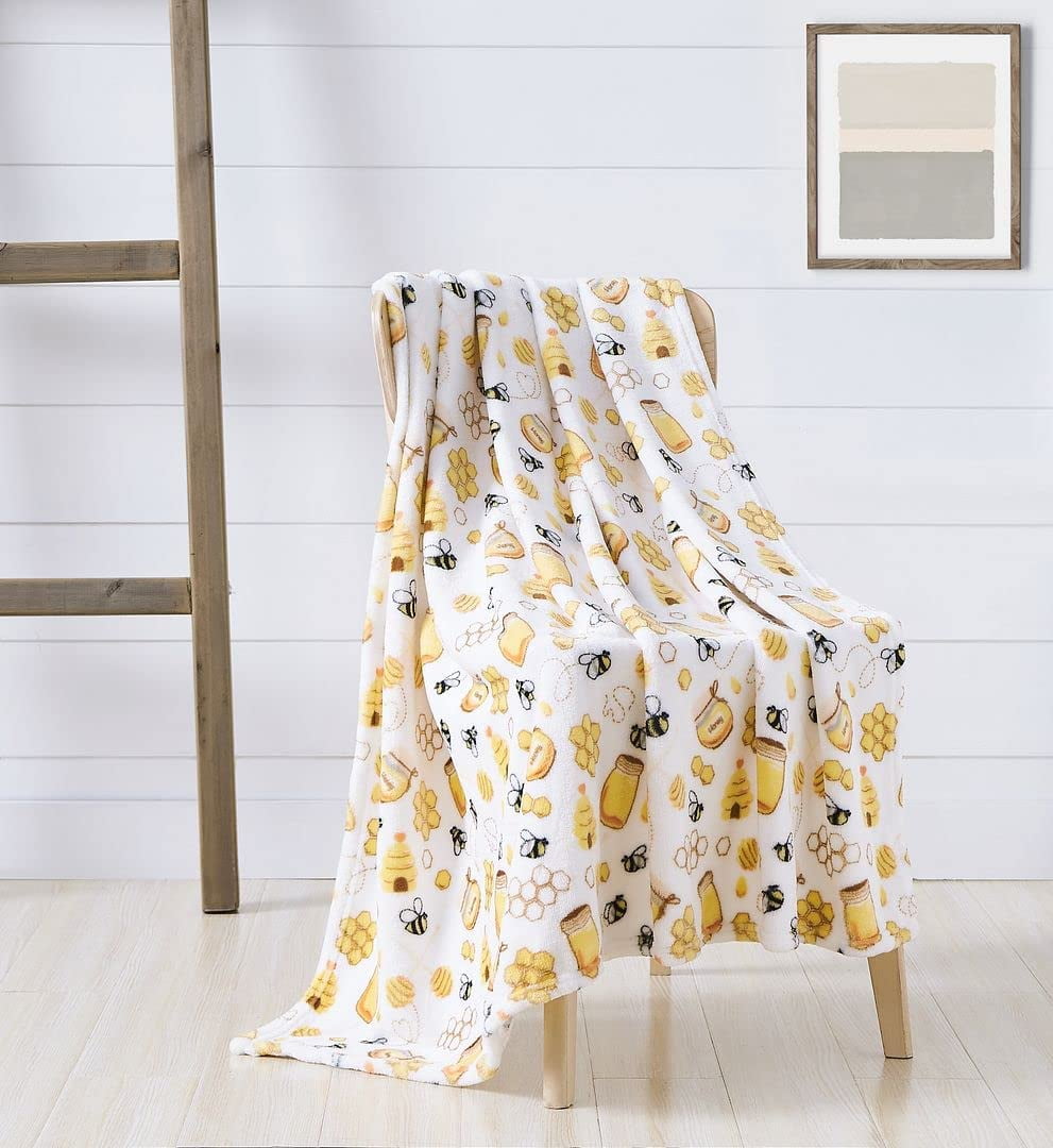 Serafina Home Honey Bee Throw Blankets: Bee Hive Honey Jars Honey Candy ...