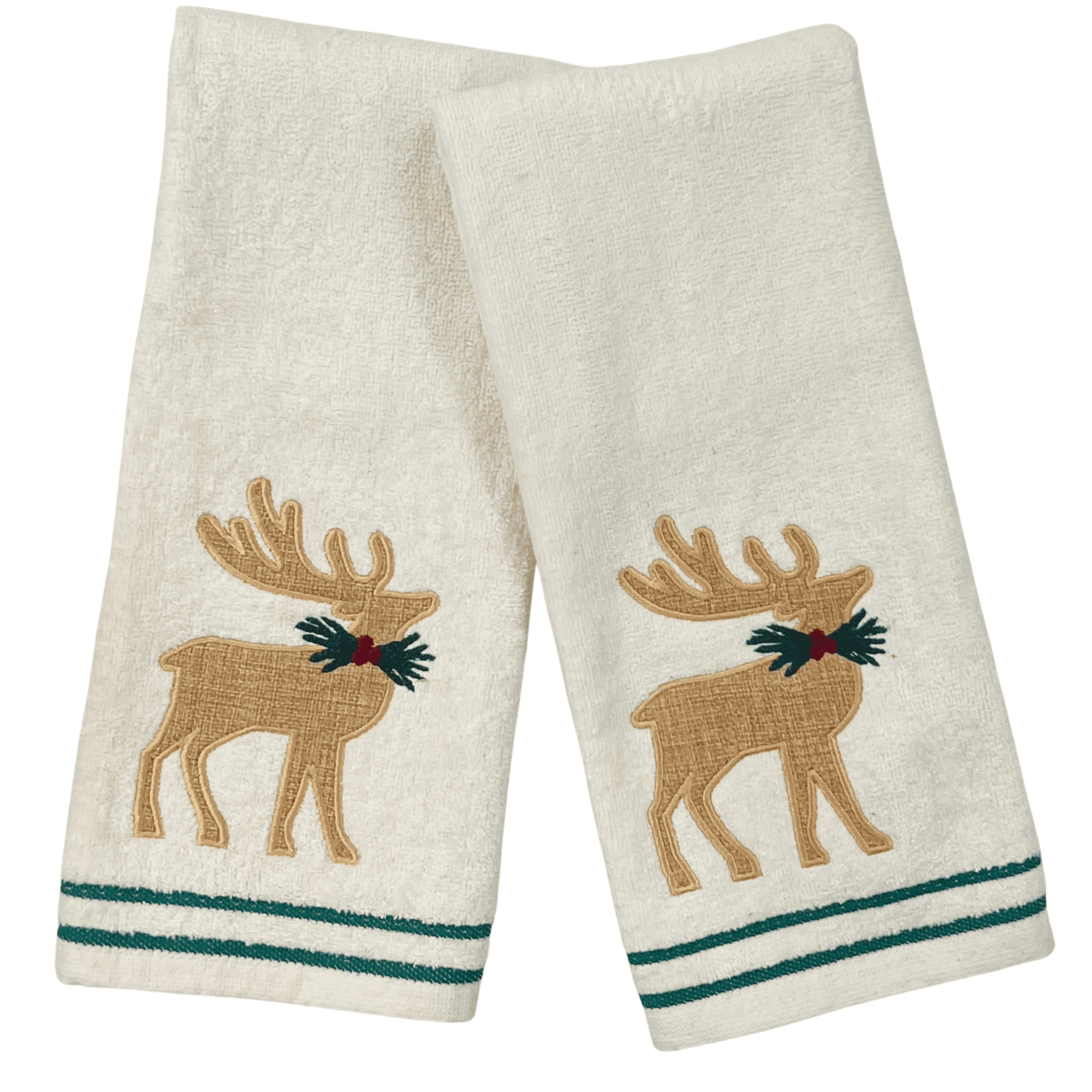 Serafina Home Holiday Christmas Bath Hand Towels, Burlap Holiday Deer ...