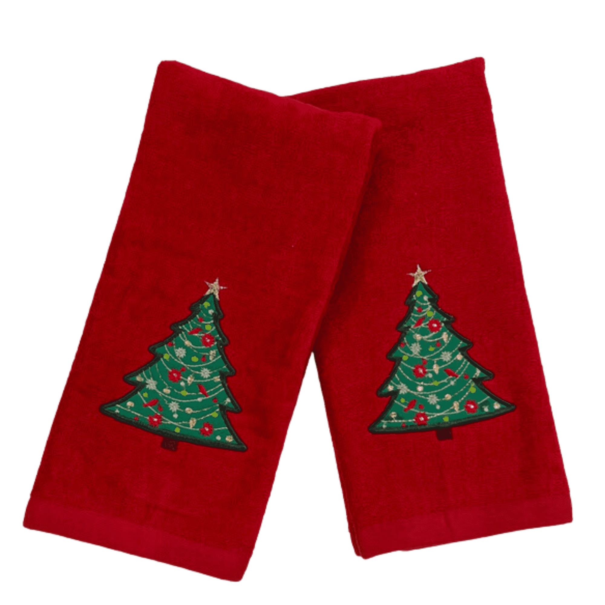 Serafina Home Merry Christmas Tree On A Red Hand Towel, Set or Two, 26 ...