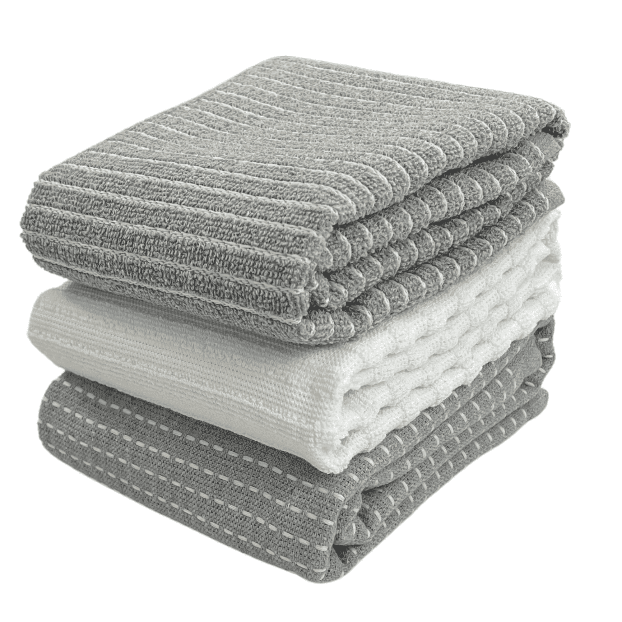Serafina Home Oversized White Gray Kitchen Towels: 100% Cotton Soft ...