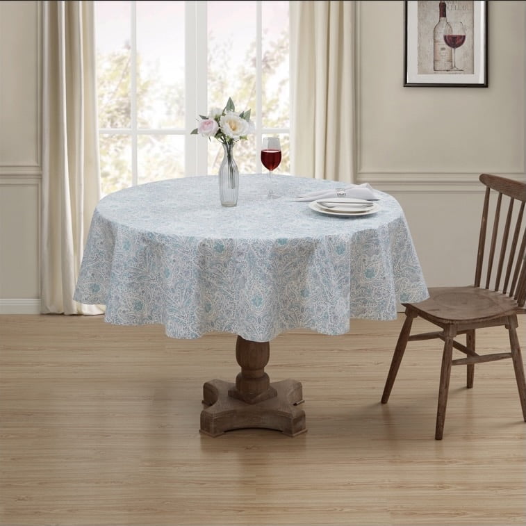 Serafina Home PEVA Flannel Backed Vinyl Paisley Tablecloth, Elegantly ...