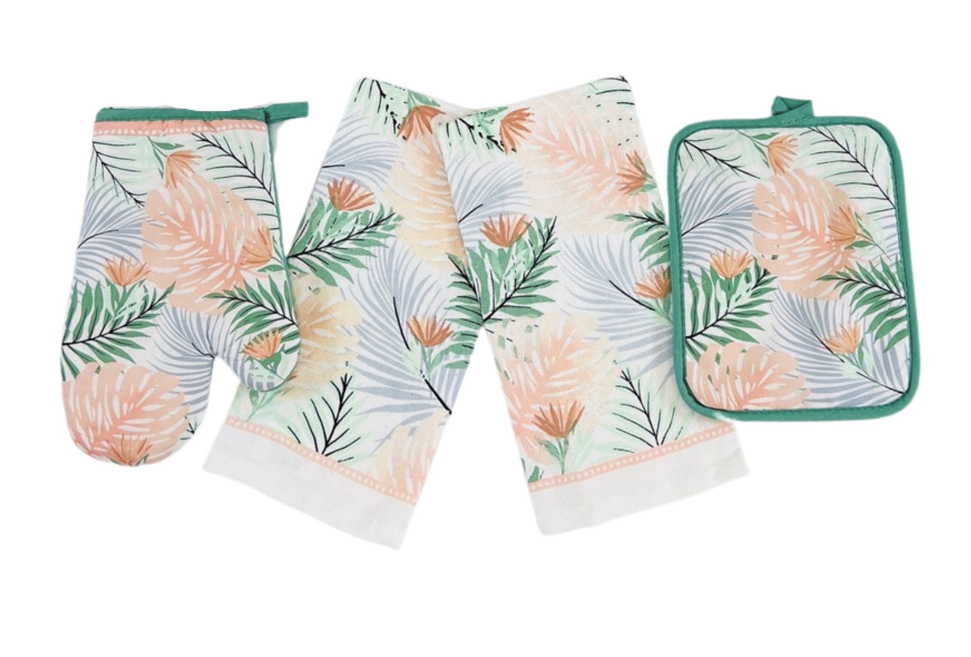 Serafina Home Pastel Palm Leaf Kitchen Set, Set of 4 - Walmart.com