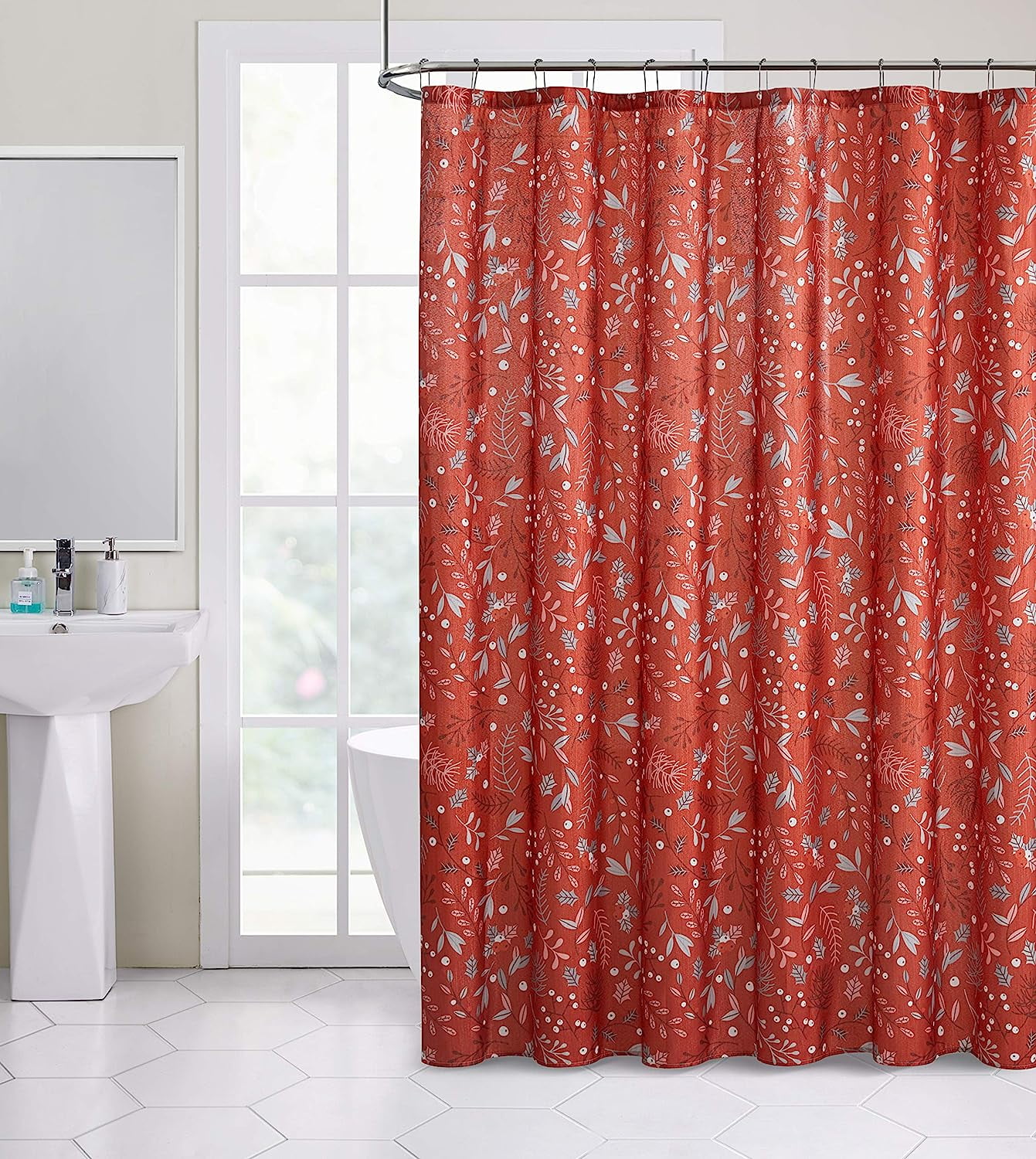 Serafina Home Plant Festivities Fabric Shower Curtain for Bathroom ...