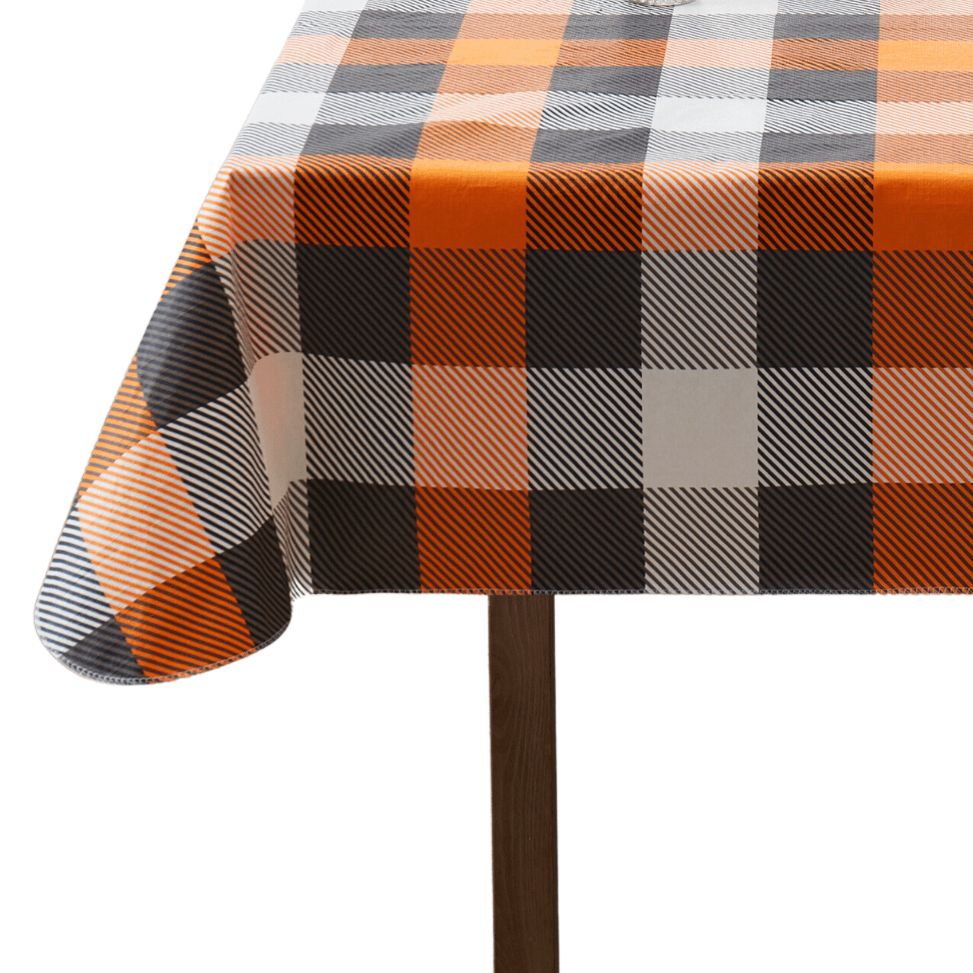 Serafina Home Pumpkin Orange and Black Plaid Vinyl Flannel Back ...