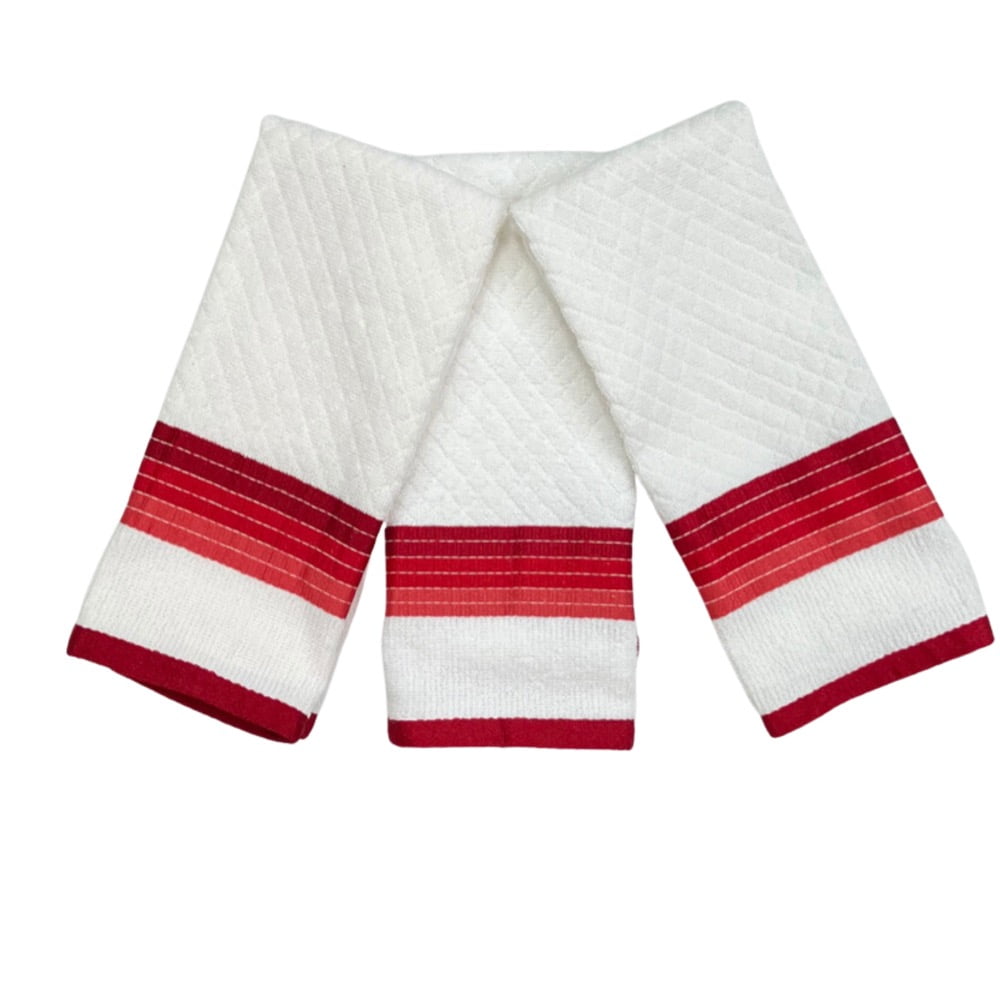 Serafina Home Red And White Cotton Striped Kitchen Towels, Set Of 3 ...