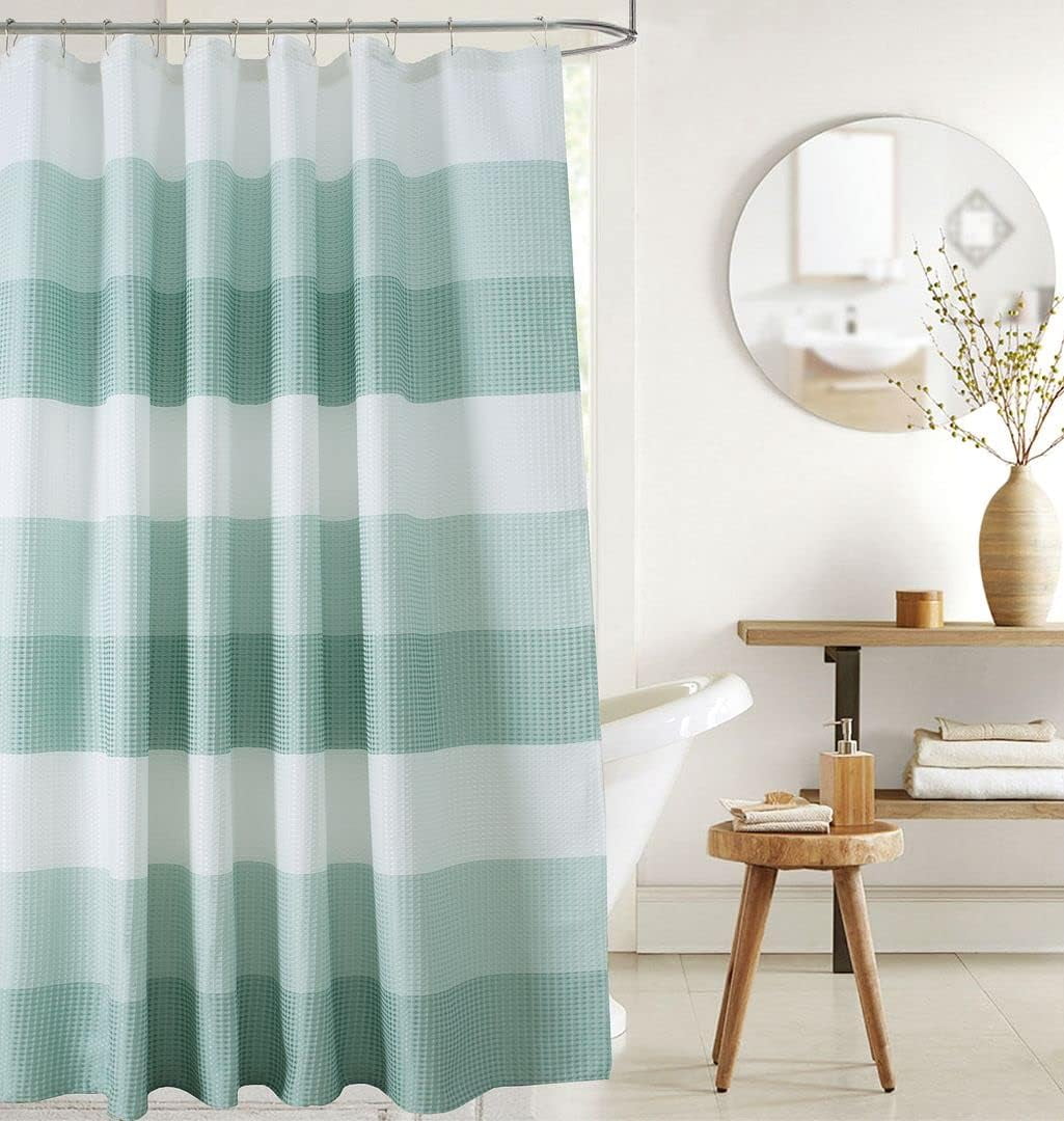 Serafina Home Sage Green Fabric Shower Curtain for Bathroom: Luxury ...