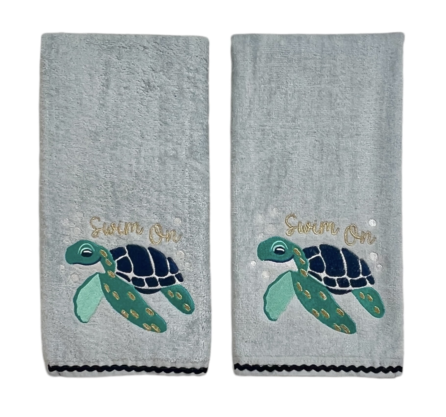 Serafina Home Sea Turtle Bathroom Hand Towels Set, 2 Pieces, 16 x 25 ...