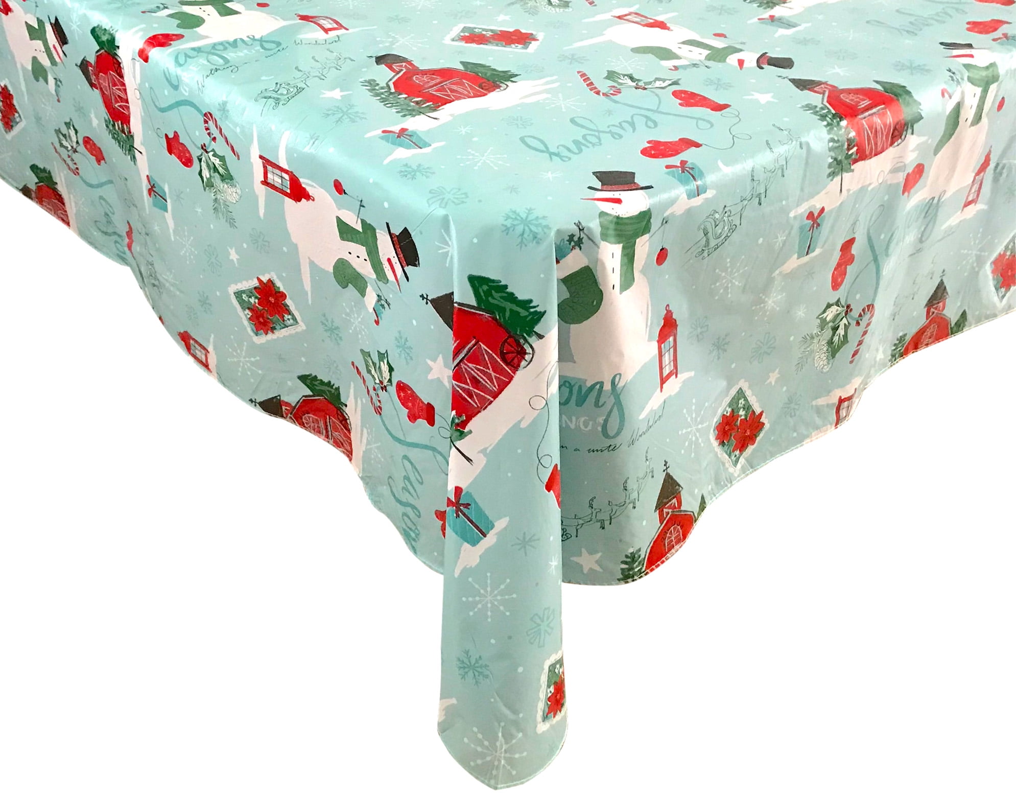 Serafina Home Season's Greetings Vinyl Flannel Backed Tablecloth ...