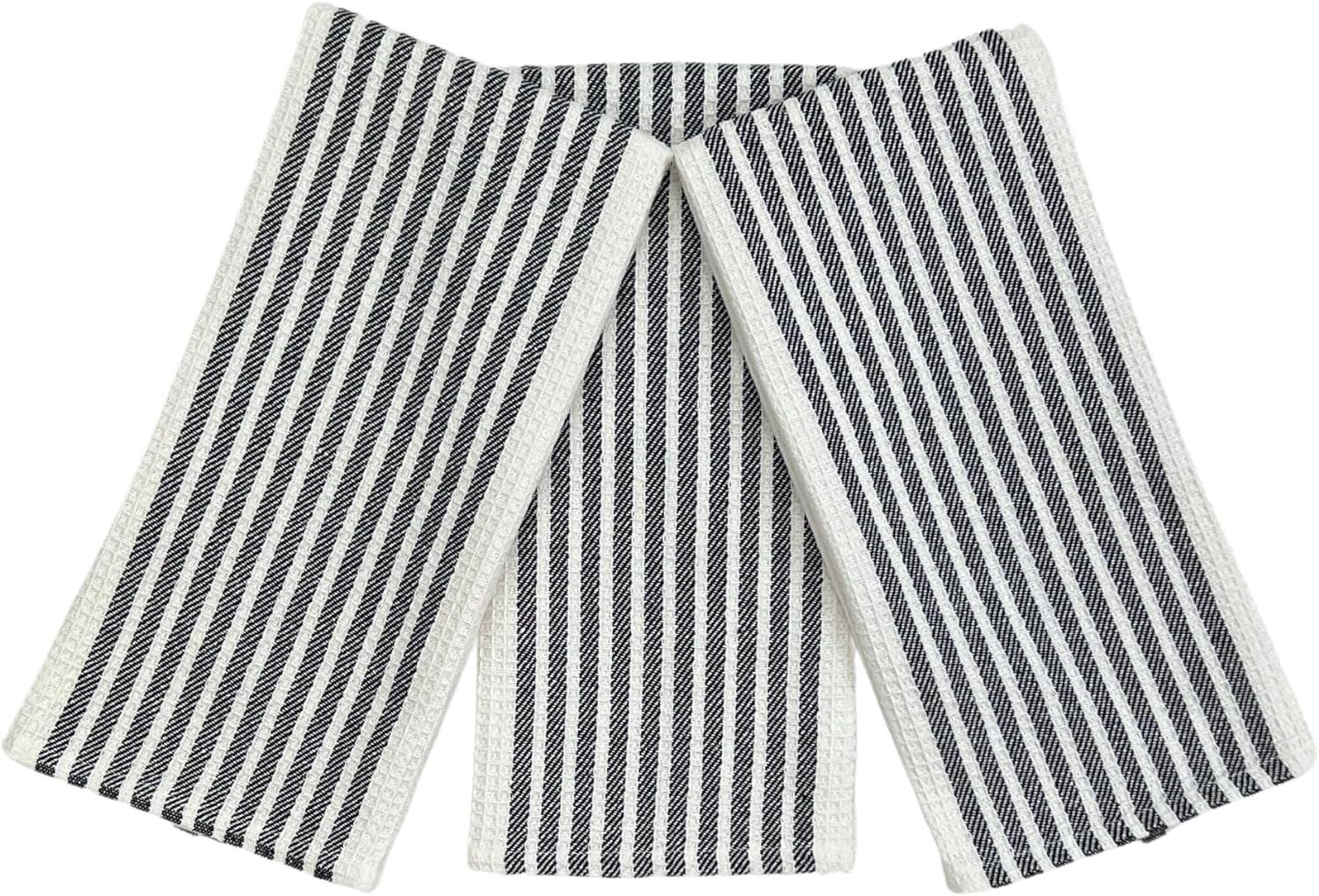 Serafina Home Solid Striped White Black Neutral Kitchen Dish Towels ...