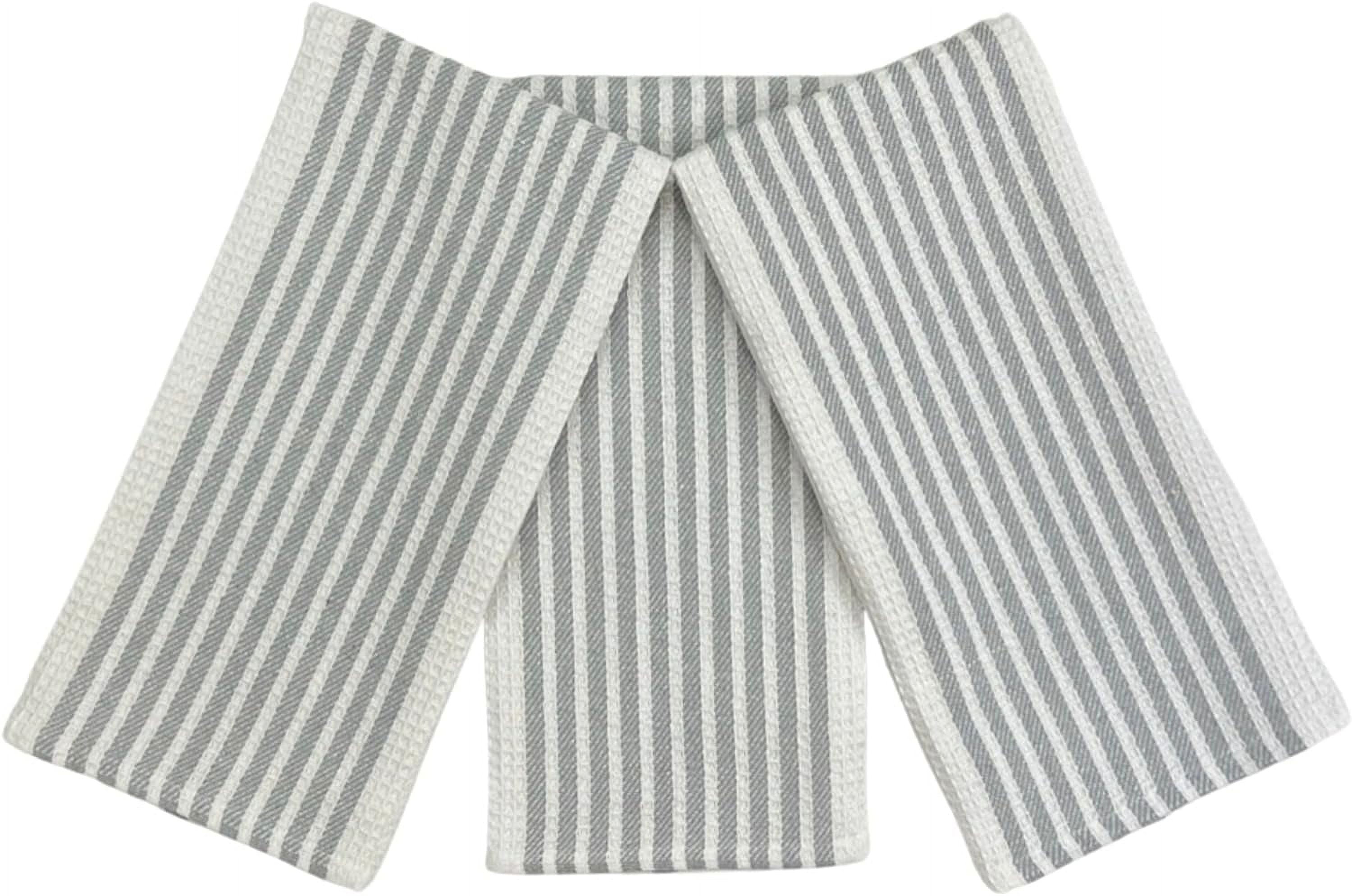 Serafina Home Solid Striped White Grey Neutral Kitchen Dish Towels: 100 ...