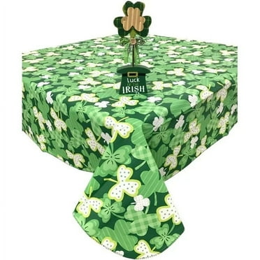 YIBAGA St Patricks Day Tablecloth, Lucky Green Shamrock Table Cover ...