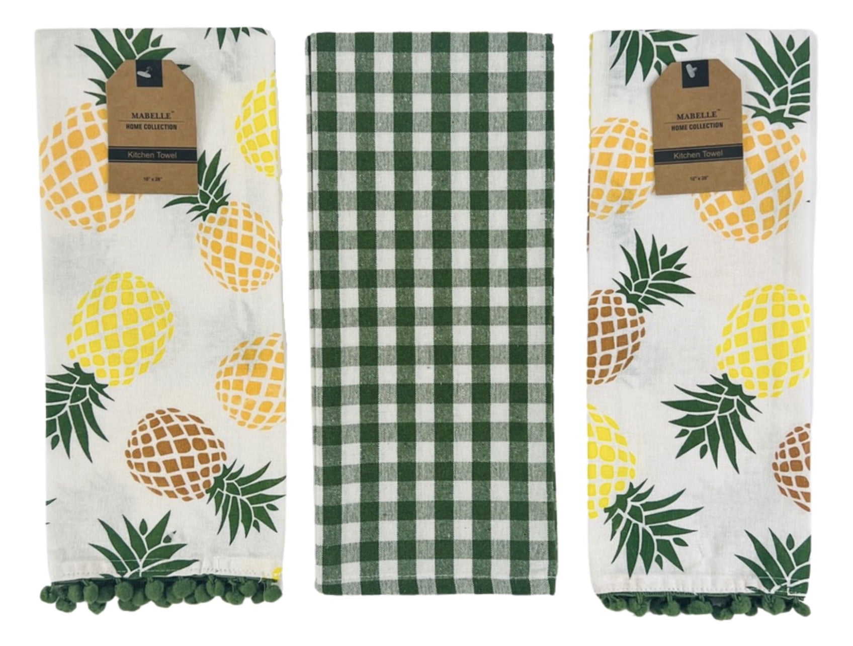 Serafina Home Summer Fun Pineapple Kitchen Dish Towels Set, 2pc: Bright Colorful Cotton Towels ...