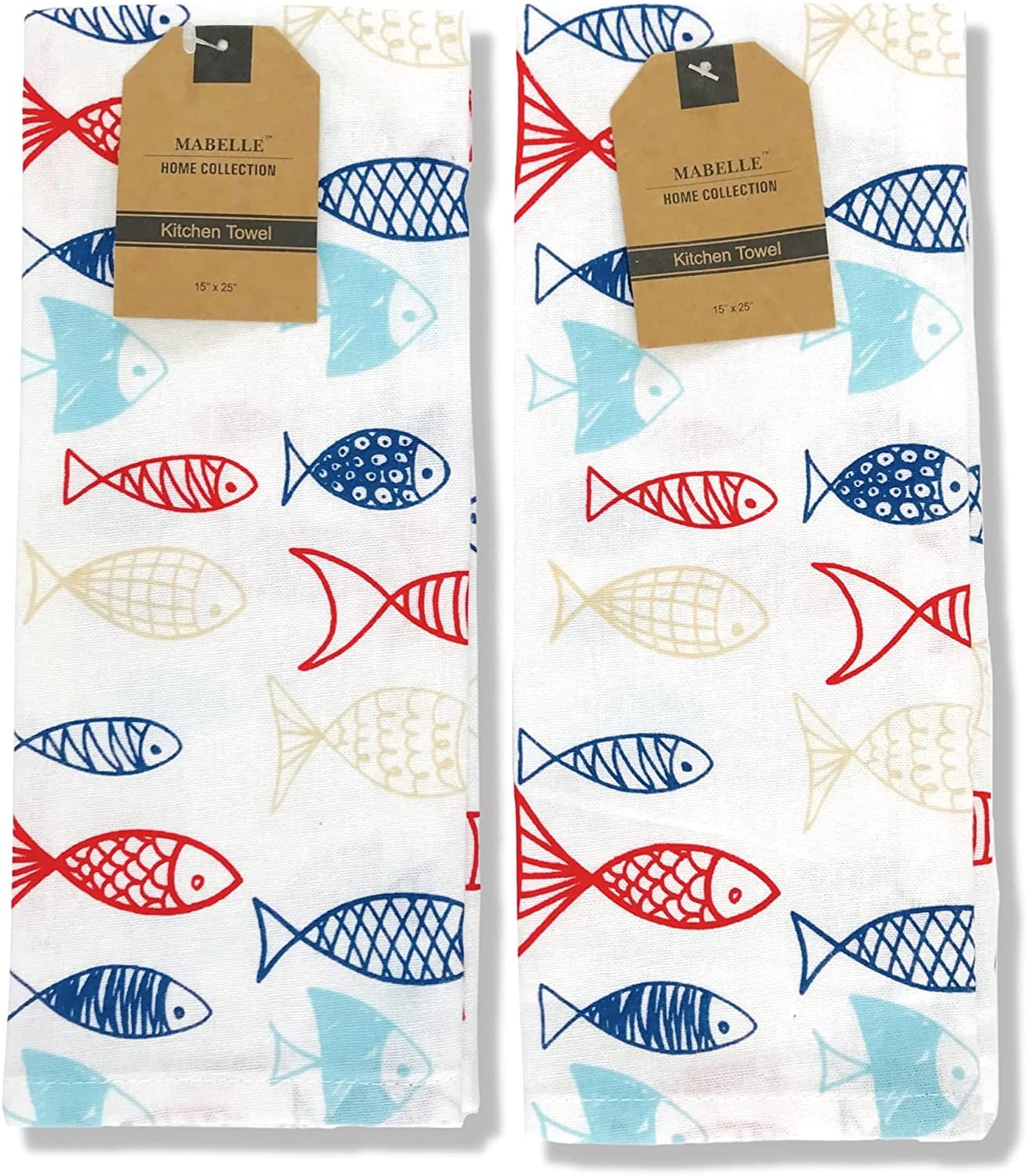 Serafina Home Summer Kitchen Dish Towel Set, Nautical Cotton School of ...