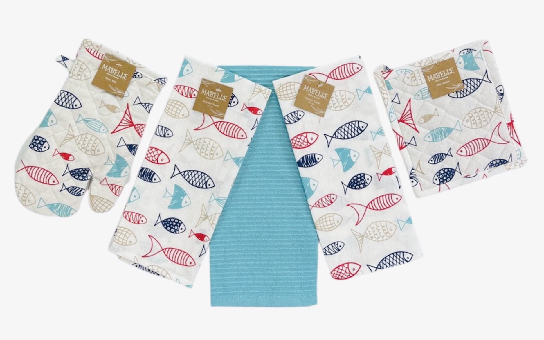 Serafina Home Summer Kitchen Pot Holder Oven Mitt Dish Towel Set: Fun ...