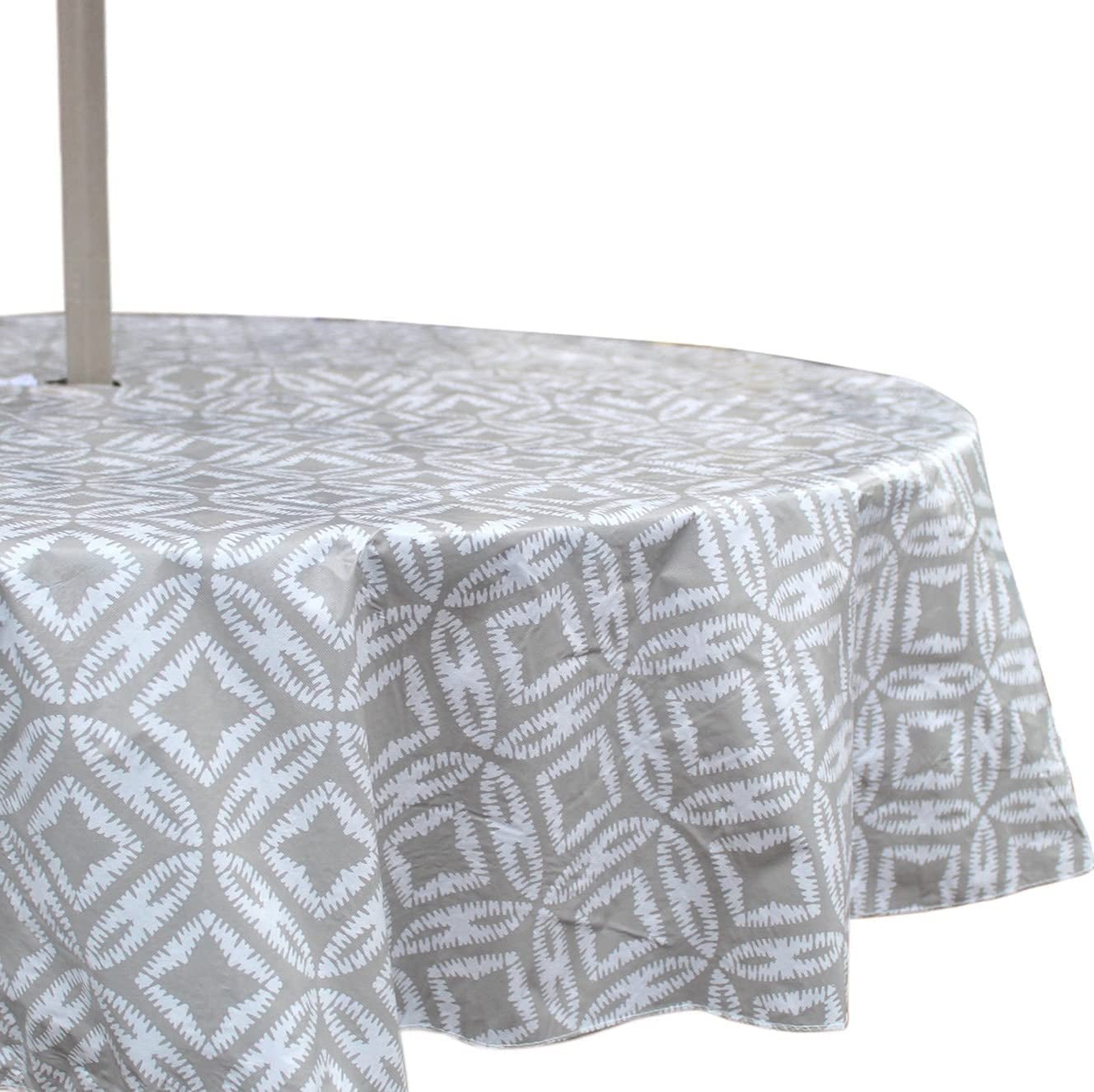 Serafina Home Summer Taupe And White Geometric Vinyl Tablecloths: Patio ...