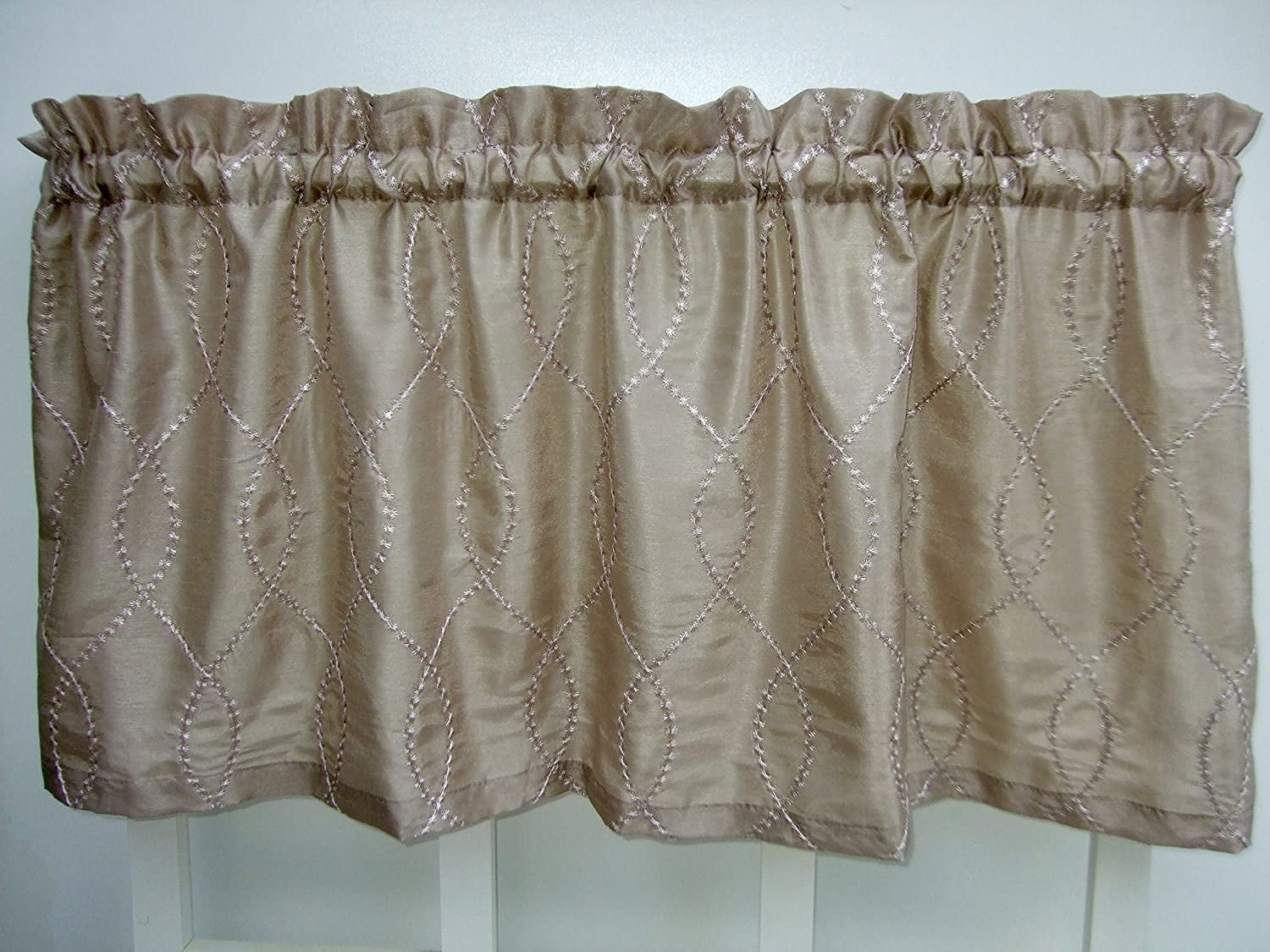 Serafina Home Tan And Gold Geometric Swirl Window Treatment Valance ...