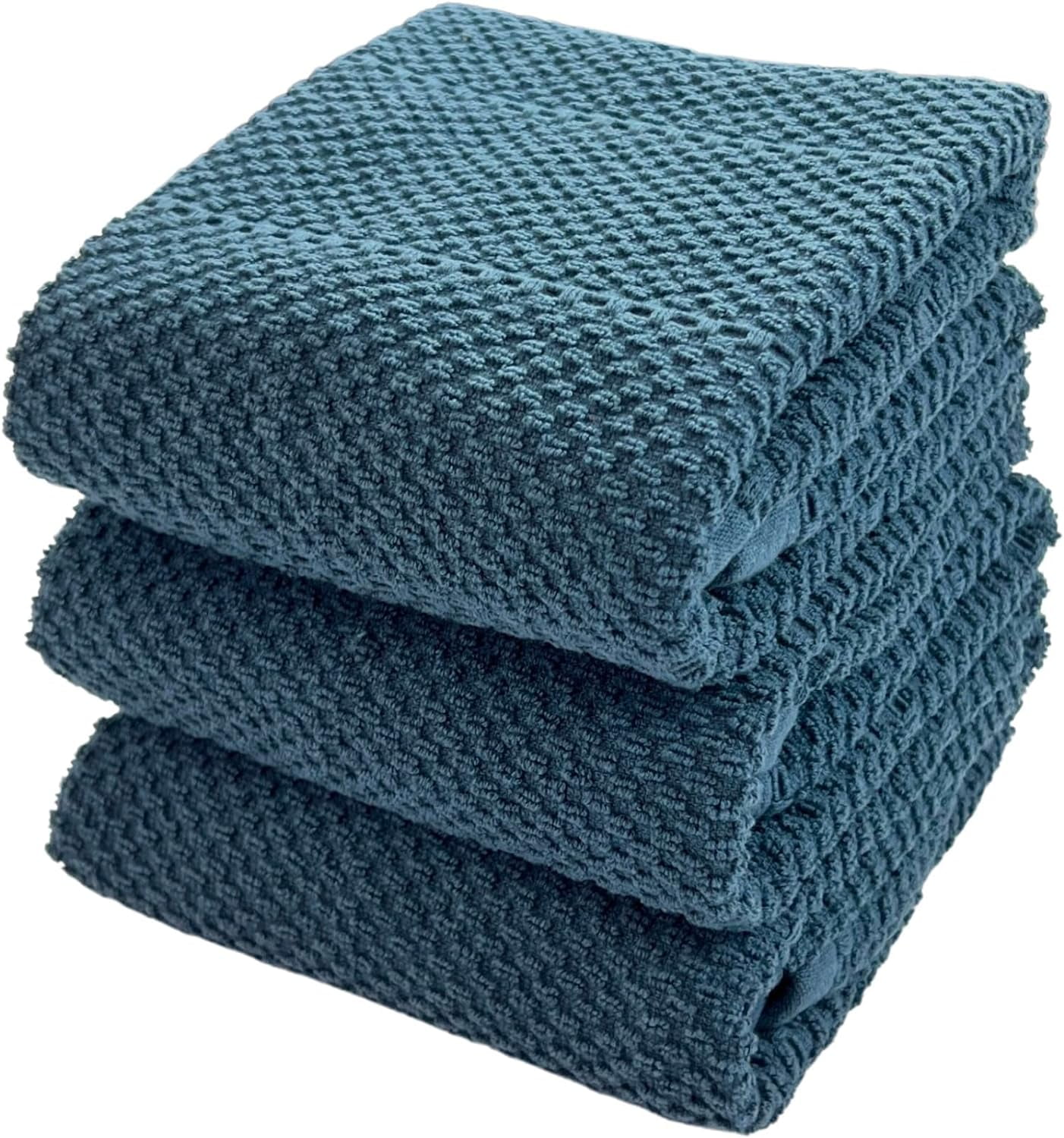 Serafina Home Textured Teal Blue Kitchen Dish Towels 100% Cotton Cloth ...