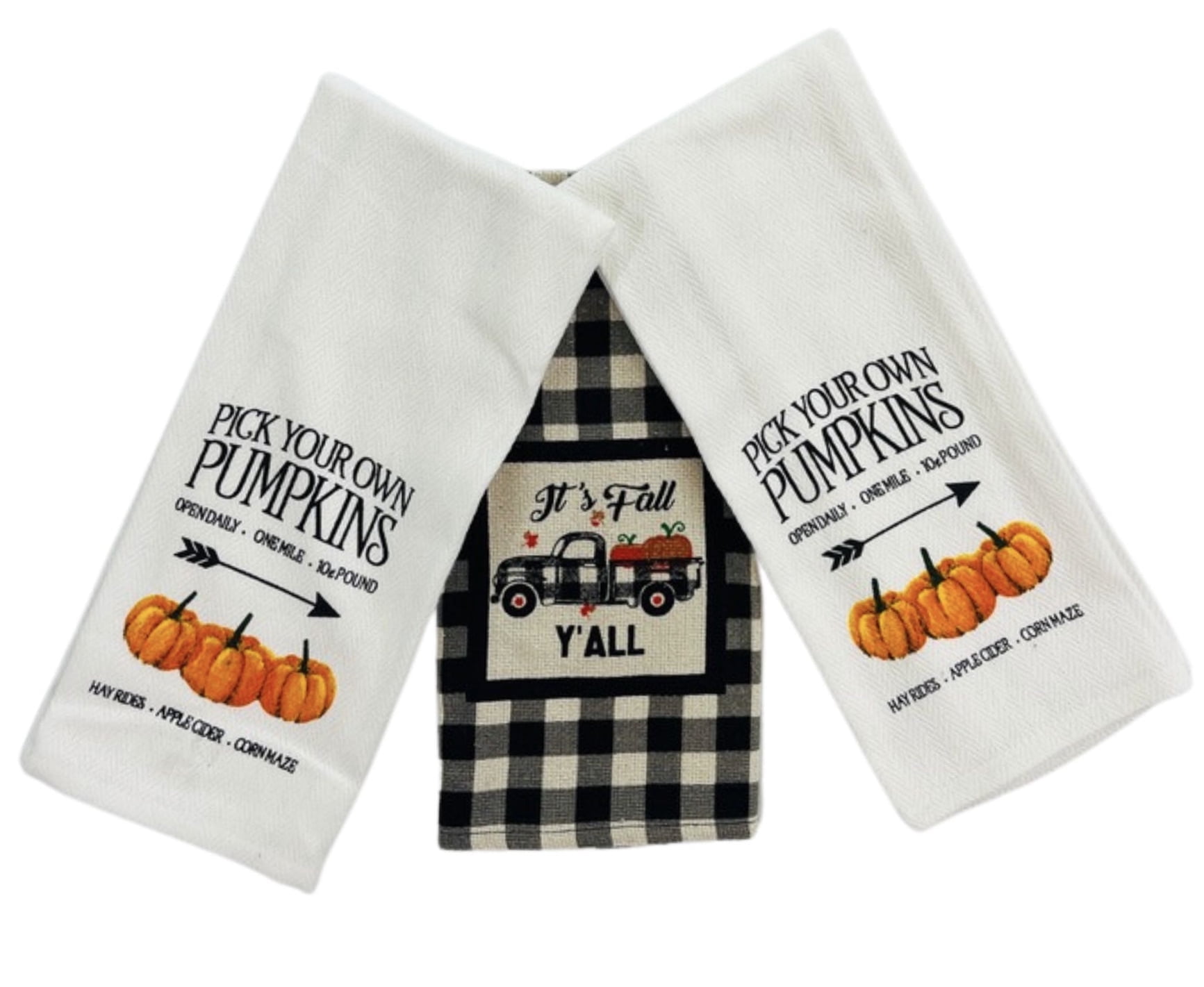 Serafina Home Thanksgiving Fall Pumpkins Kitchen Towels Set 3 Pc.: Grey ...