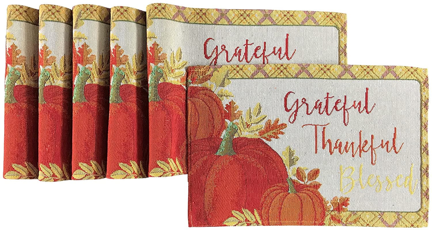 Serafina Home Thanksgiving Harvest Pumpkins Placemats, Set of Six (6 ...