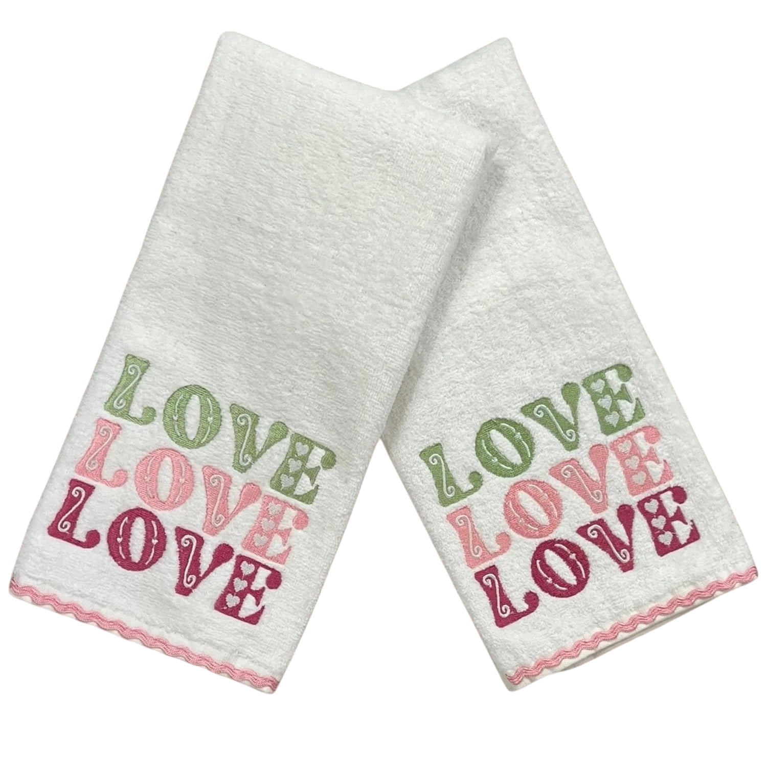 Serafina Home Valentine Bath Hand Guest Towels, Embroidered Love, 2 ...