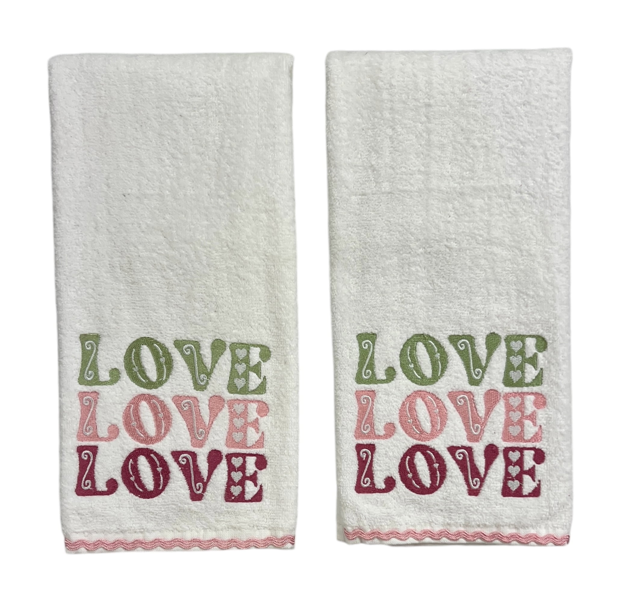 Serafina Home Valentine Bath Hand Guest Towels, Embroidered Love, 2 ...