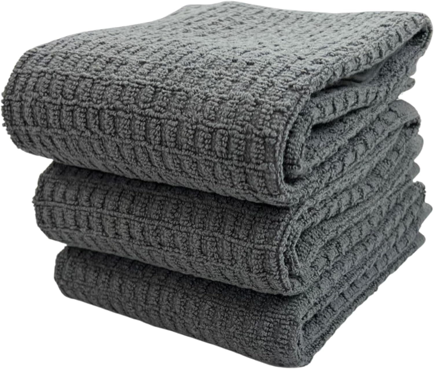 Serafina Home Waffle Grey Kitchen Dish Towels 100% Cotton Cloth Soft ...