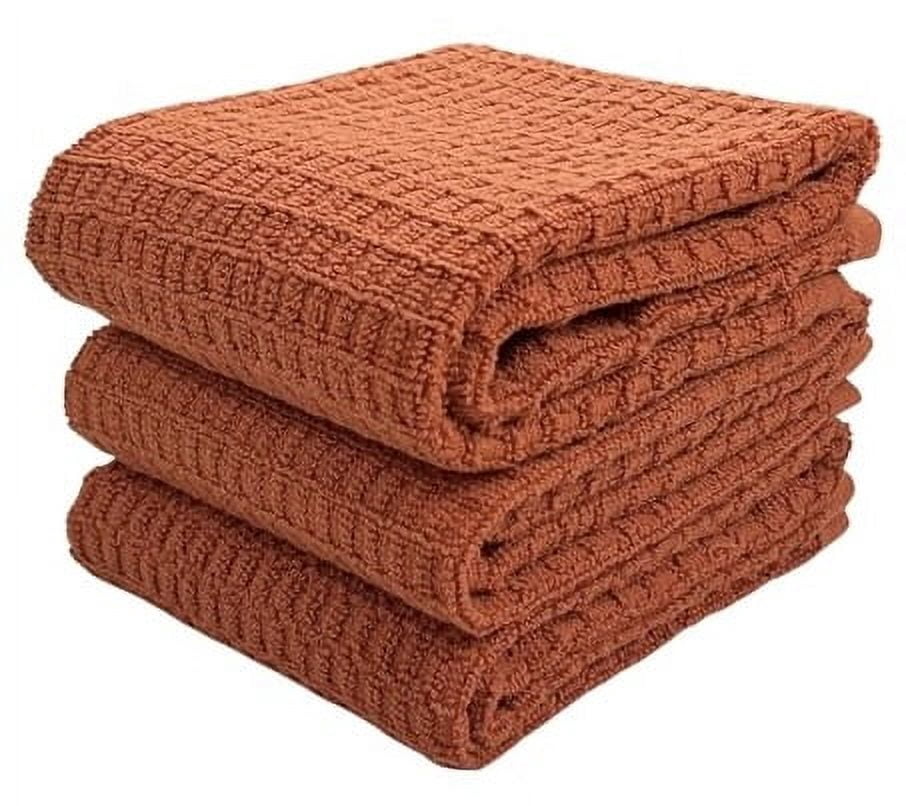 Serafina Home Waffle Orange Rust Kitchen Dish Towels 100% Cotton Cloth ...