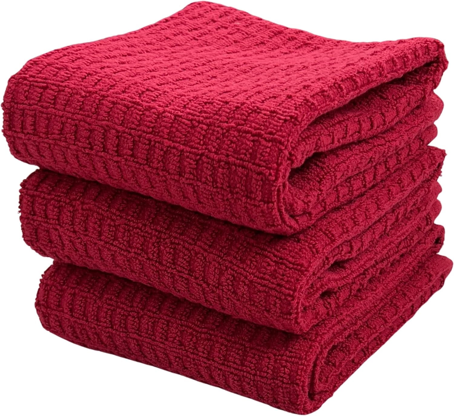 Serafina Home Waffle Red Kitchen Dish Towels 100% Cotton Cloth Soft ...
