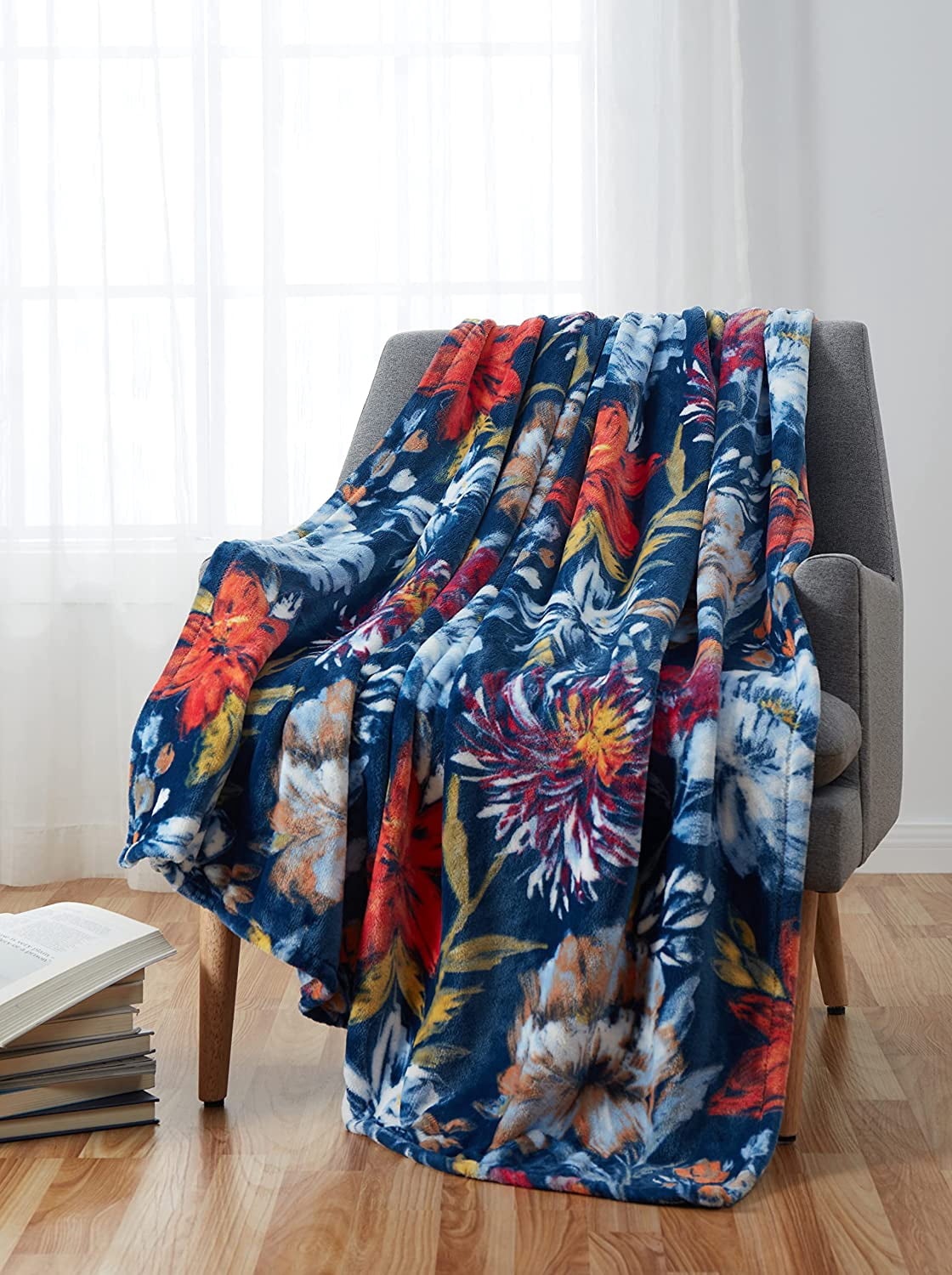 Serafina Home Watercolor Flower Garden Throw Blankets: Soft Plush ...