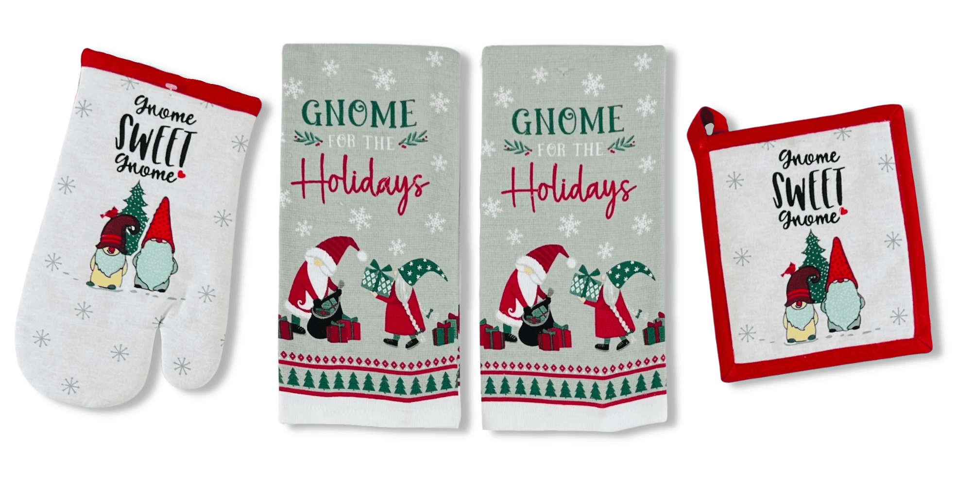 Serafina Home Winter Holiday Gnomes Kitchen Towel Pot Holder Set - Walmart.com
