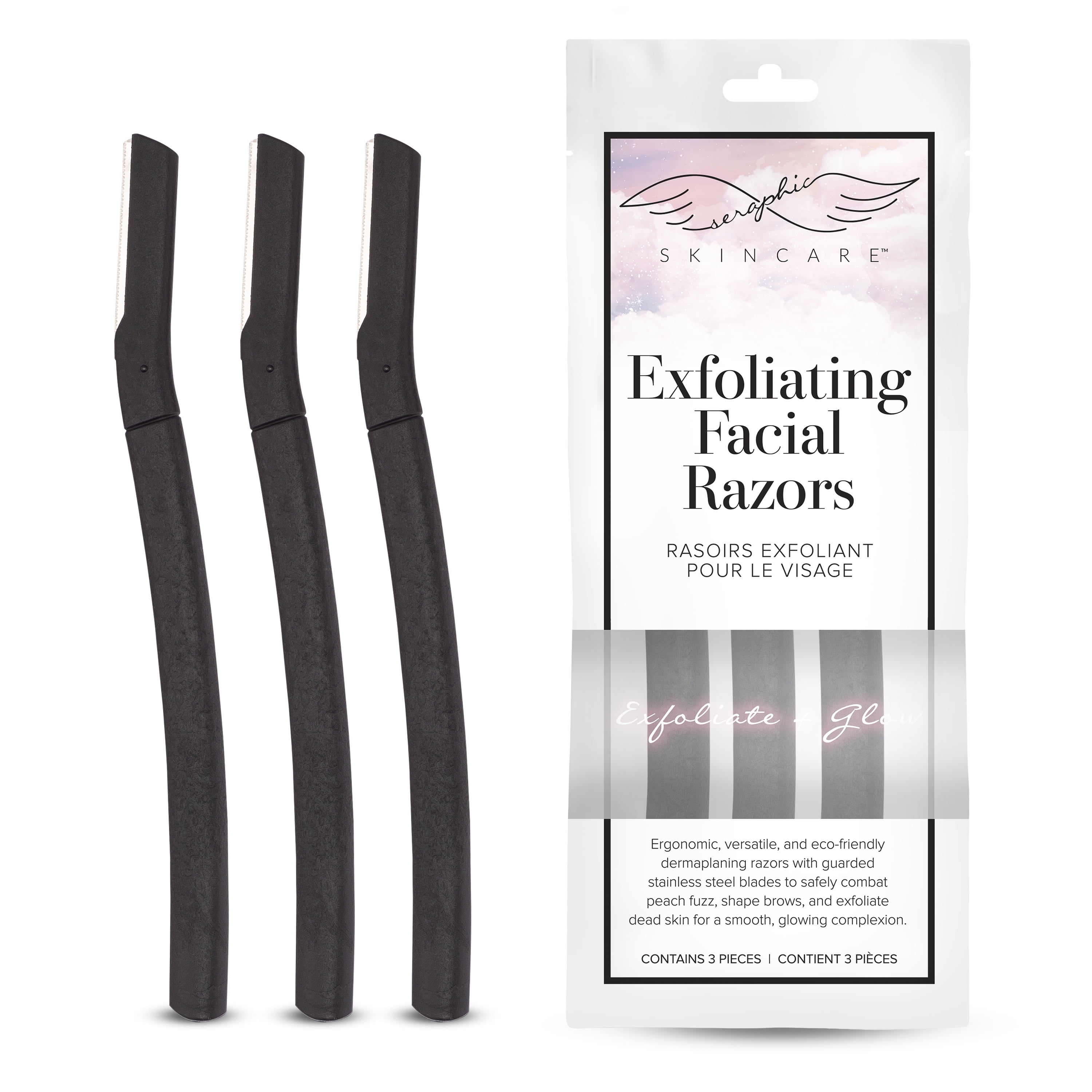 Seraphic Skincare Exfoliating Facial Razors (3pc) – For Eyebrows, Peach ...