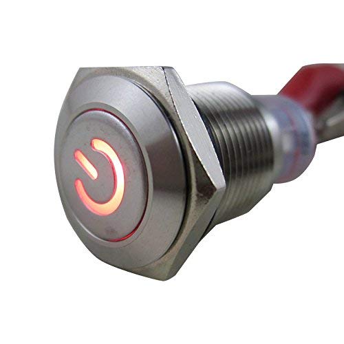 SeraphinaT Automotive Latching Push Button Switch 12V Red Power Symbol ...