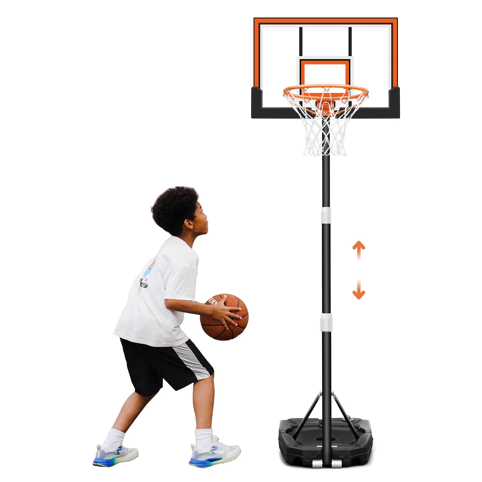 SERAY Adjustable Basketball Hoop for Kids, Teens & Adults, 3.2-7.2 feet ...