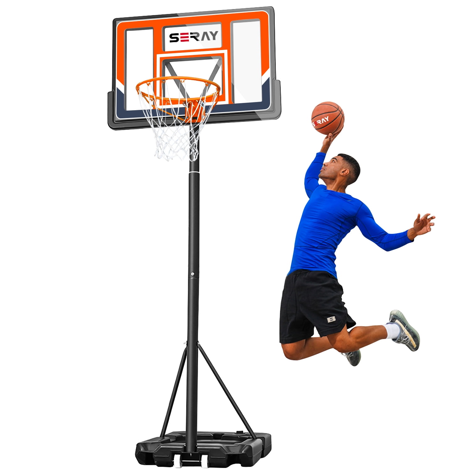 Seray Basketball Hoop with 3.8-10 Foot Height Adjustable for Kids ...