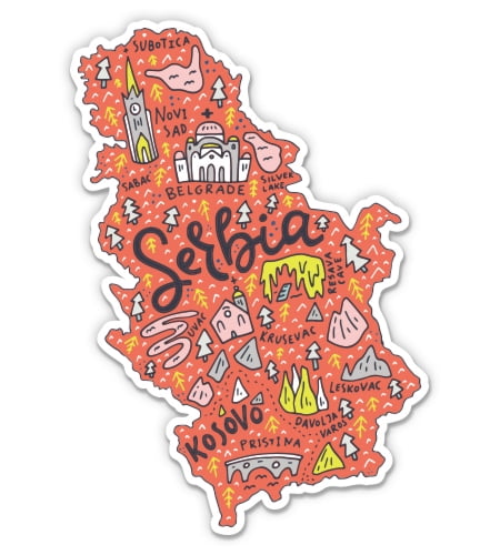 Serbia Country Shape Travel - 8" Vinyl Sticker - For Car Laptop I-Pad ...