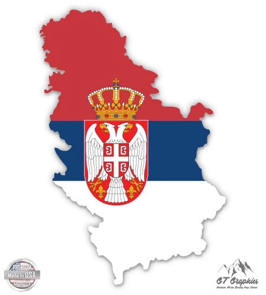 Serbia Map Flag Country Shape - 8" Vinyl Sticker - For Car Laptop I-Pad ...
