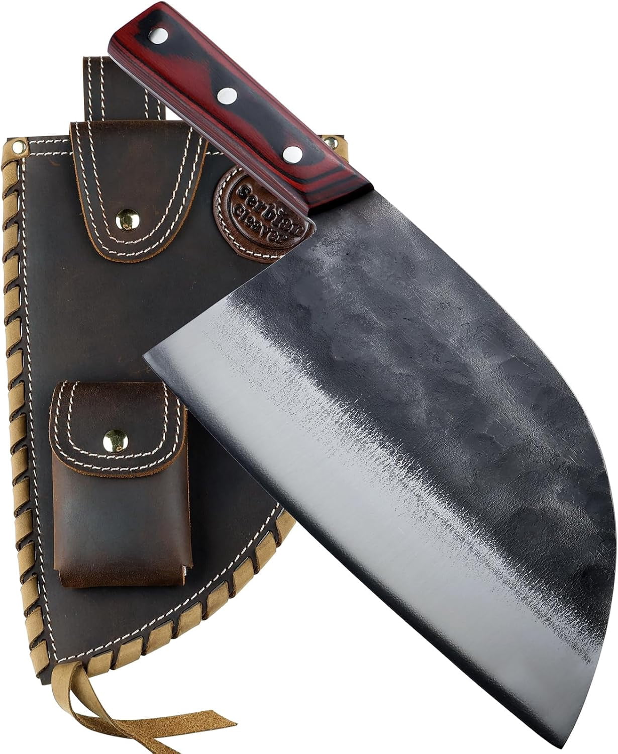 Serbian Cleaver Chef Knife Full Handforged Kitchen Knife Carbon Steel ...