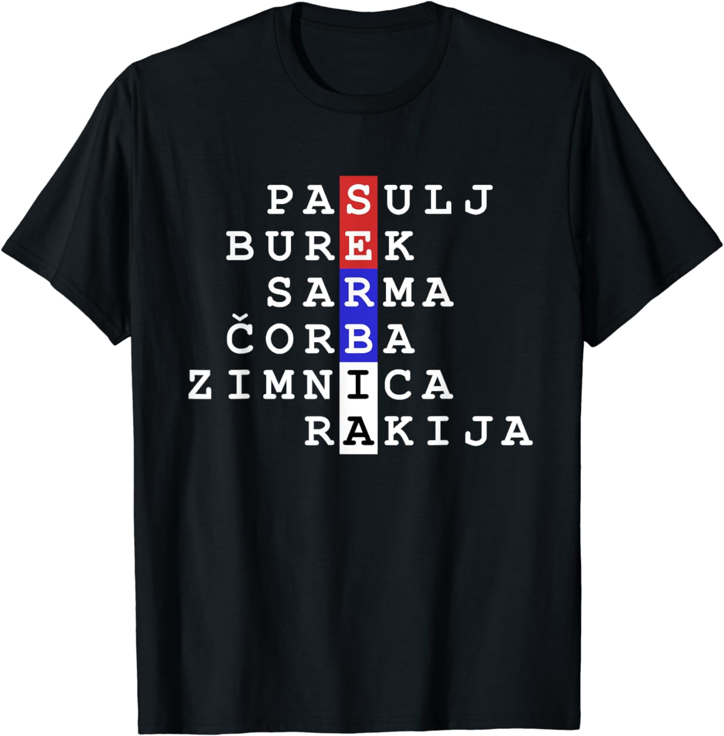 Serbian Flag Colors with Food and Drinks T-Shirt - Walmart.com