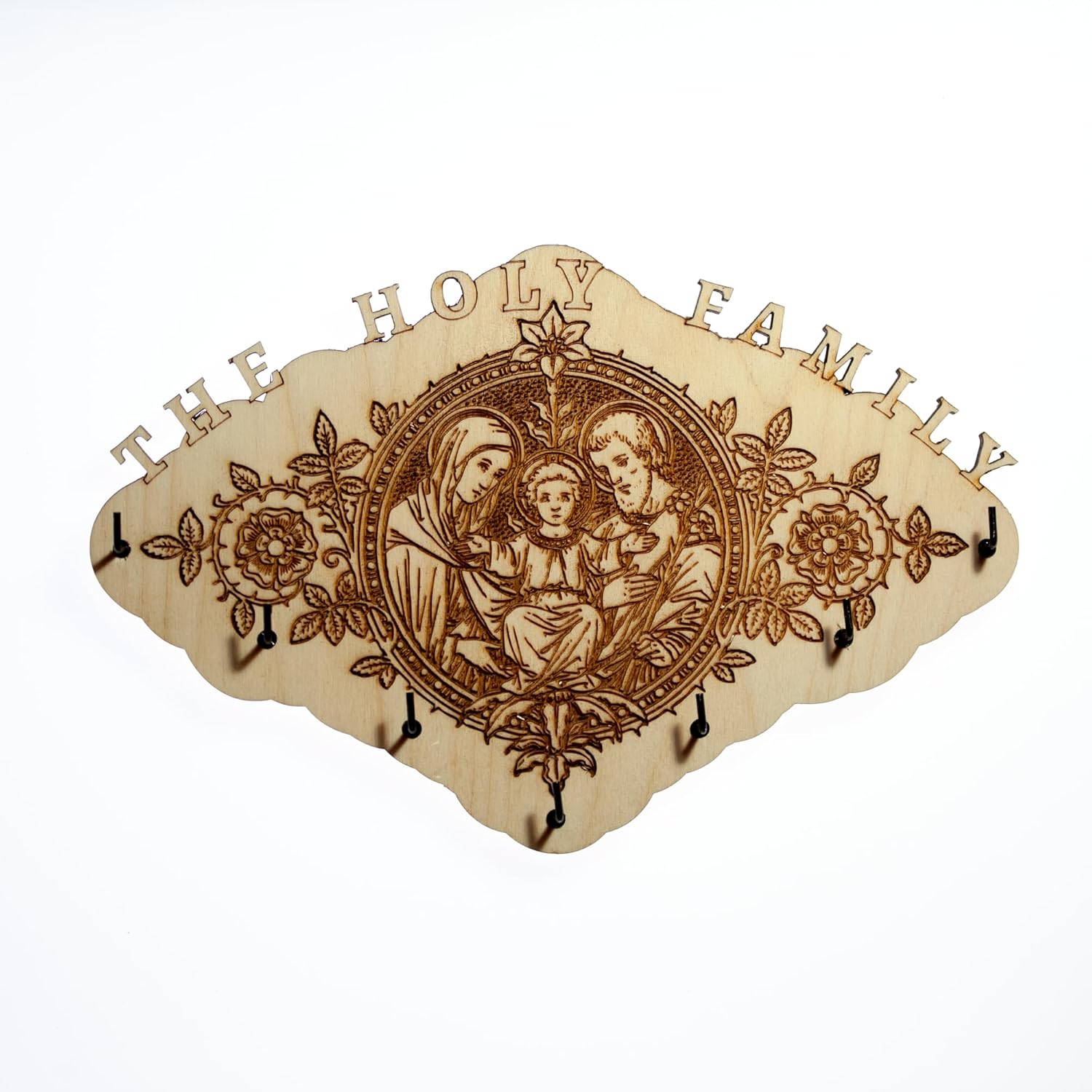 SercelPress Holy Family Rosary Hanger, 7 Rosary Hooks, 9 x 6 Inches ...
