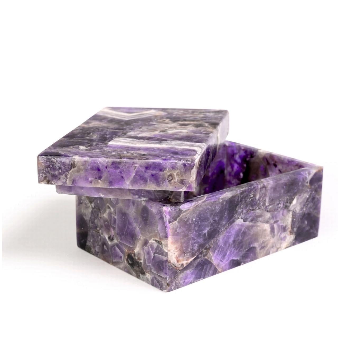 Serein Rectangular Natural Amethyst Jewelry Box, 2.4 lb, Purple, 1 ...