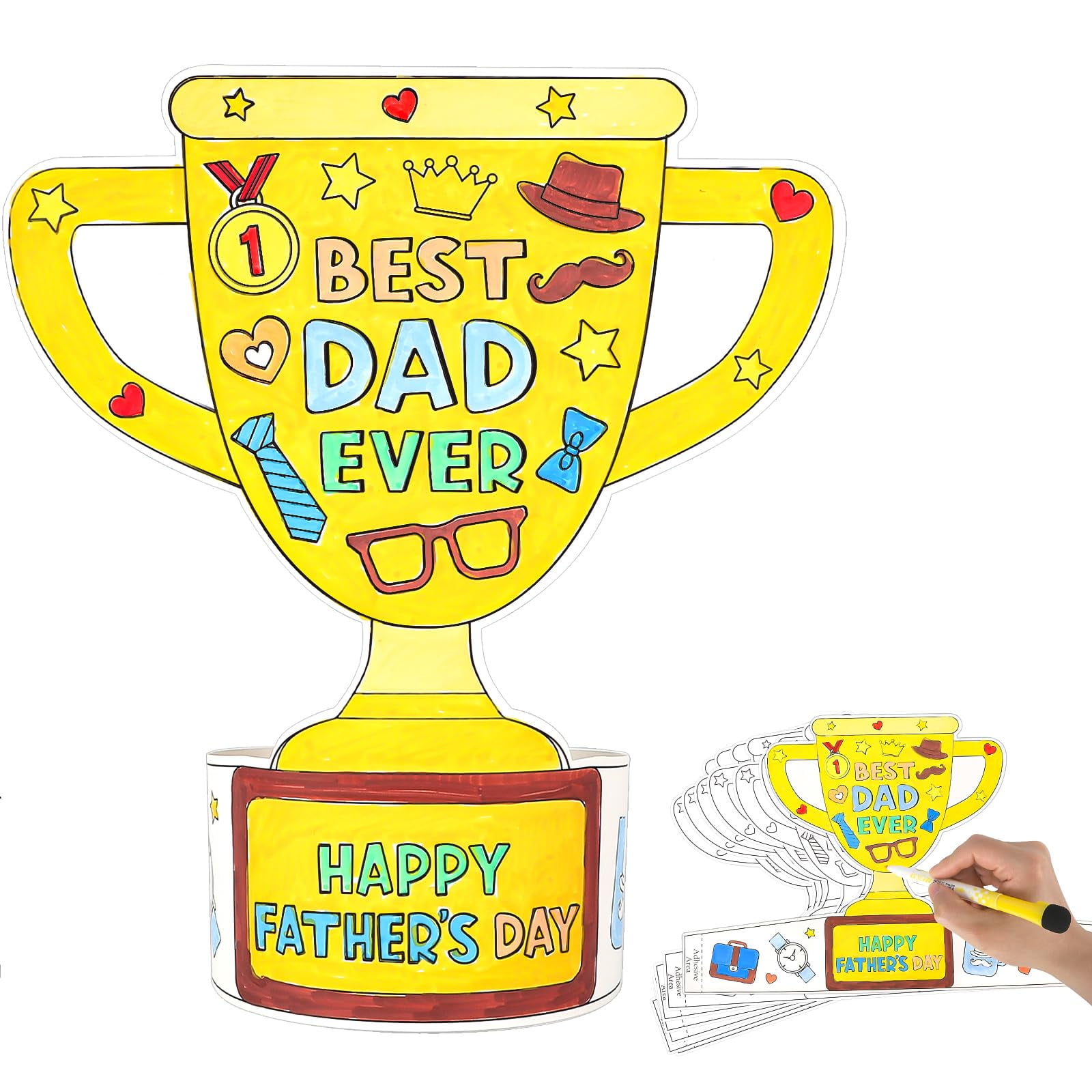 Sereliy 24 Set Father's AIF9 Day Crafts DIY Card Color Your Trophies ...
