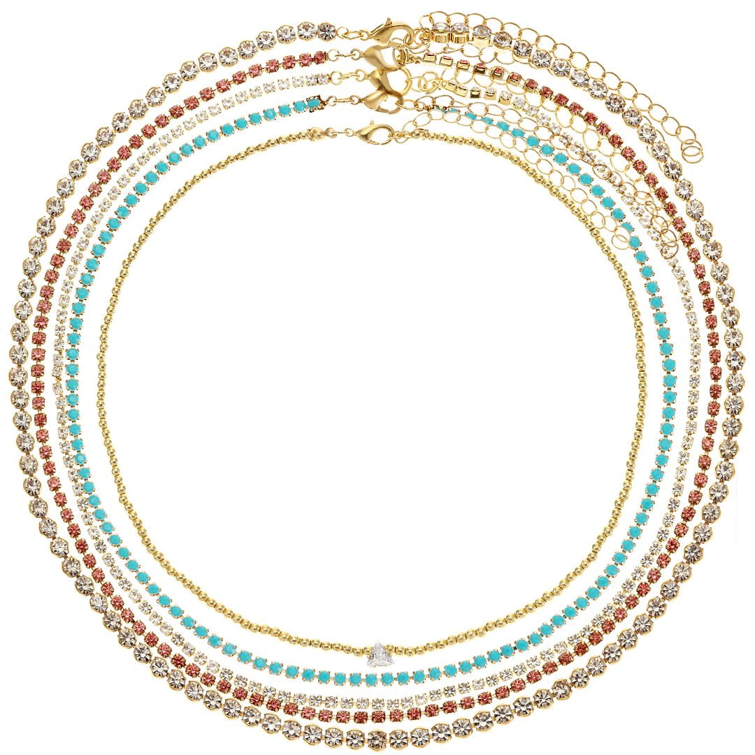 Seren Jewelry Gold-Tone Tennis Bracelet Inspired Necklace Set for Women ...