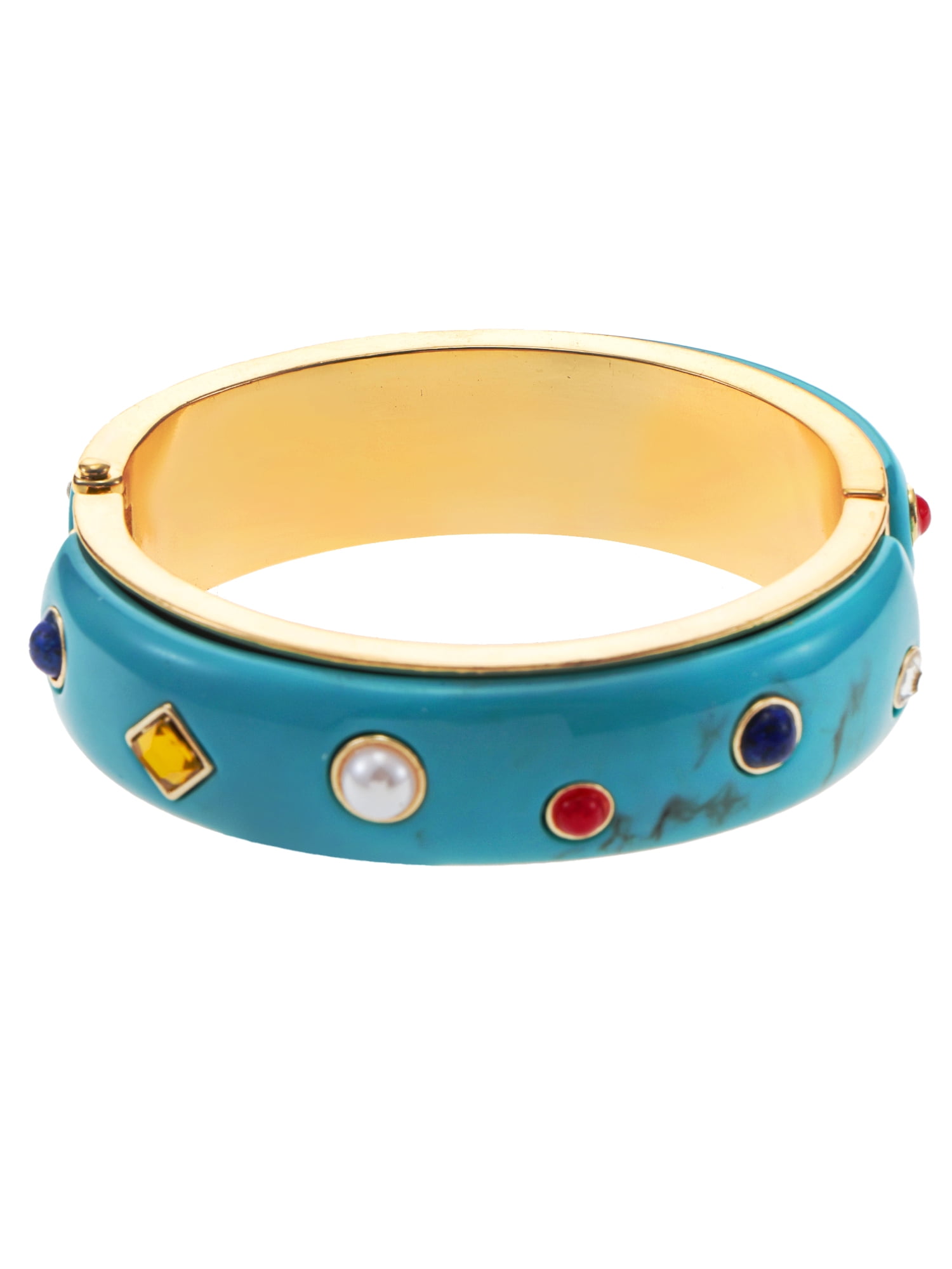 Seren Jewelry Turquoise Pearl and Stone Bangle Bracelet - Walmart.com