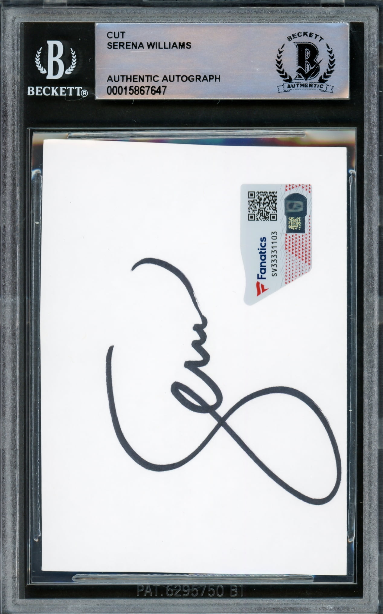 Serena Williams Autographed 2.5x3.5 Cut Signature Black Beckett BAS ...