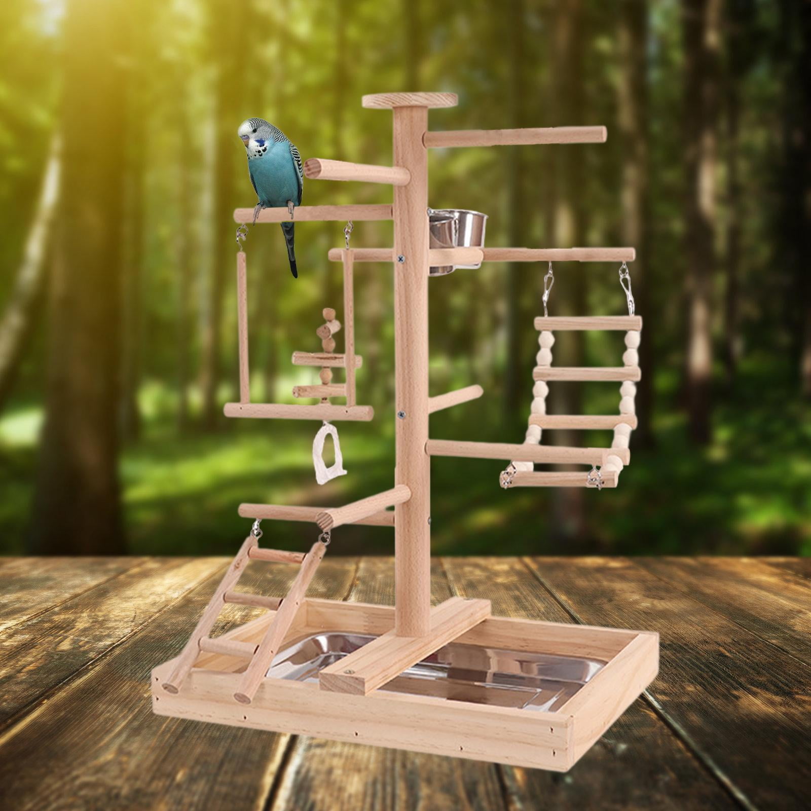 Serenable Pet Parrot Playstand Exercise Activity Center with Feeder Cup ...