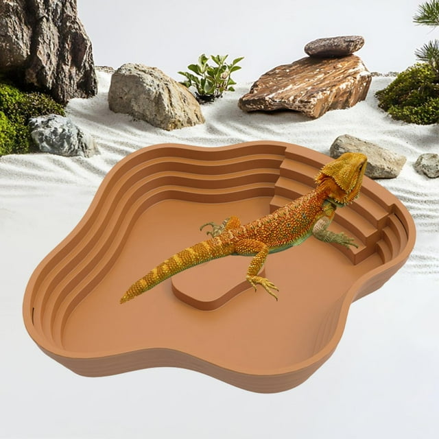 Serenable Reptile Bathing Pool Reptile Feeding Dish with Ramp Tortoise ...