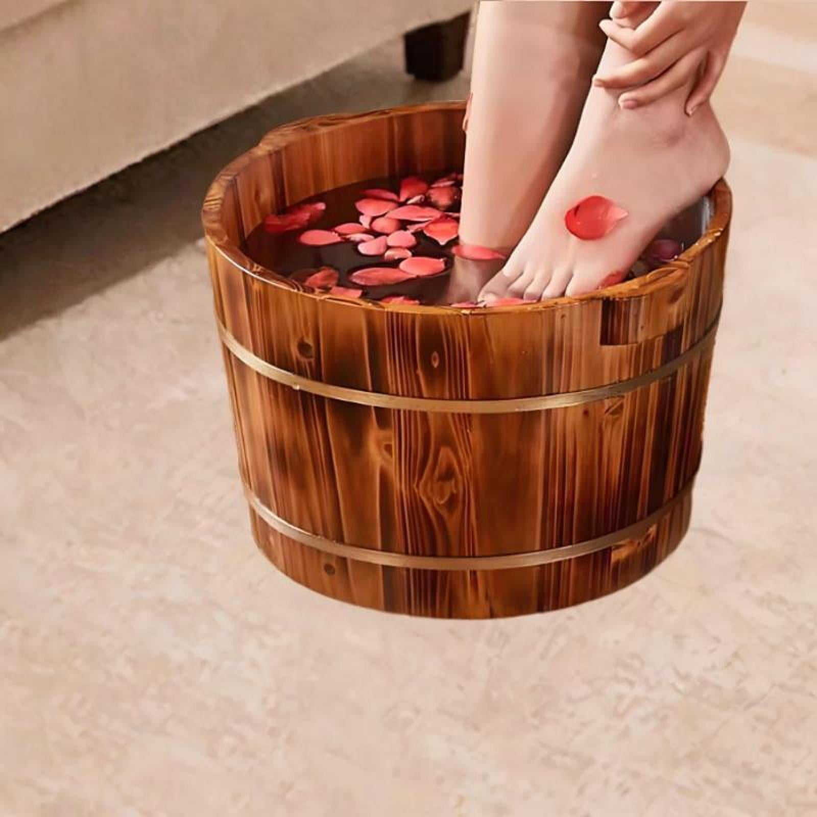 Serenable Wood Footbath Basin Foot Soak Tub with Double Handle Foot Tub ...